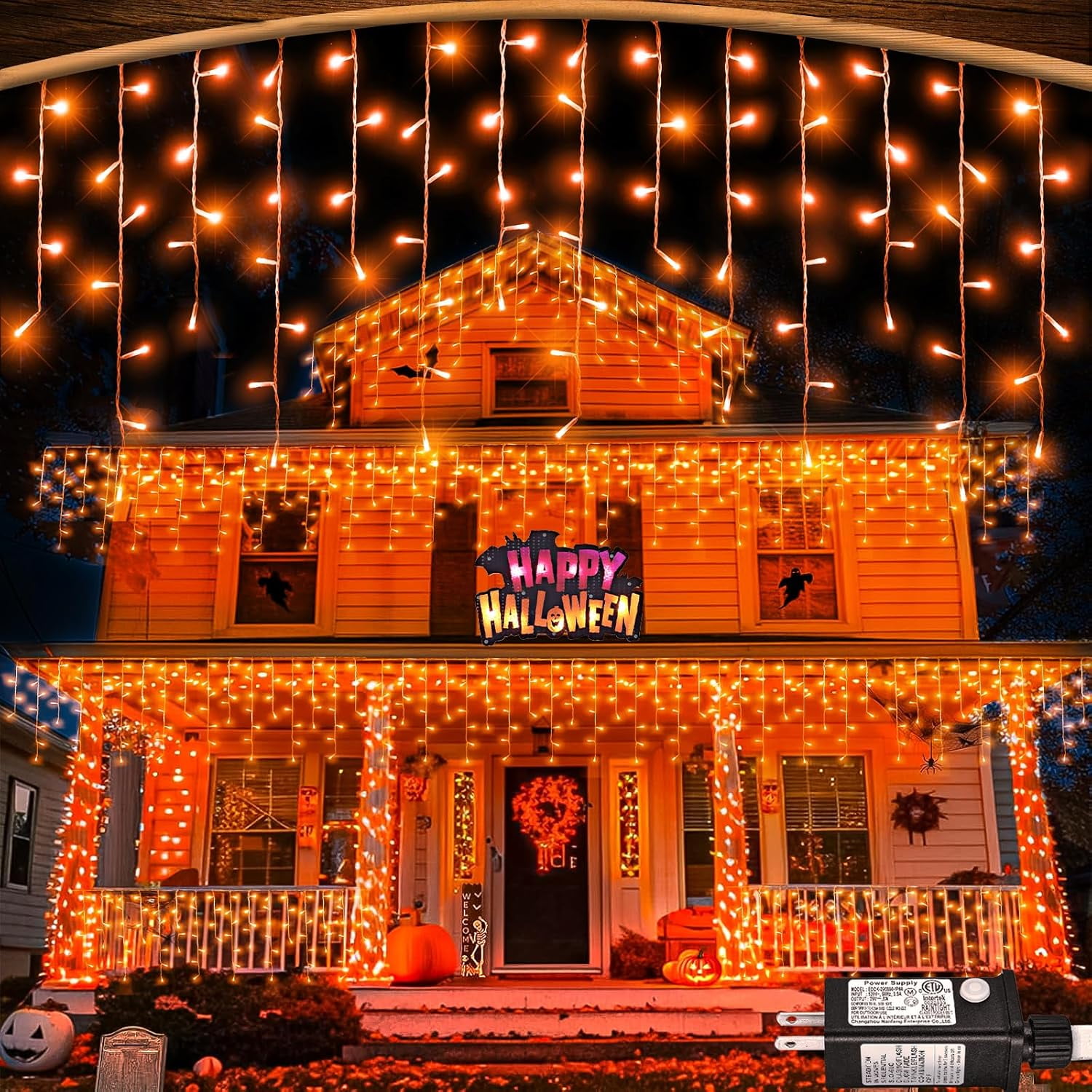 66ft Orange Christmas Lights Outdoor, 640 LED Icicle Lights for Outside ...