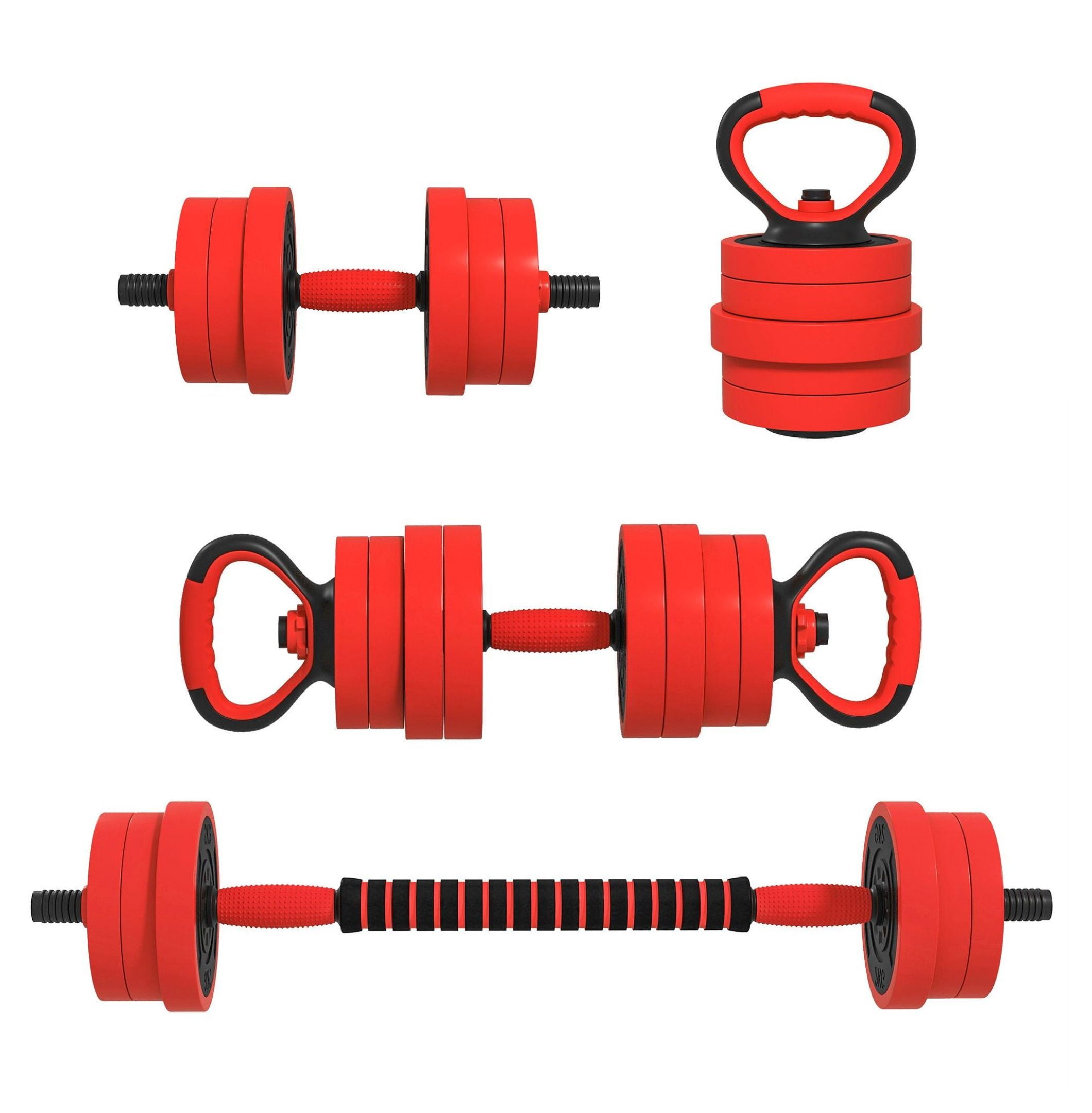 66lbs Adjustable Dumbbell Set 4-in-1 for Home Gym - Kettlebell & Push ...