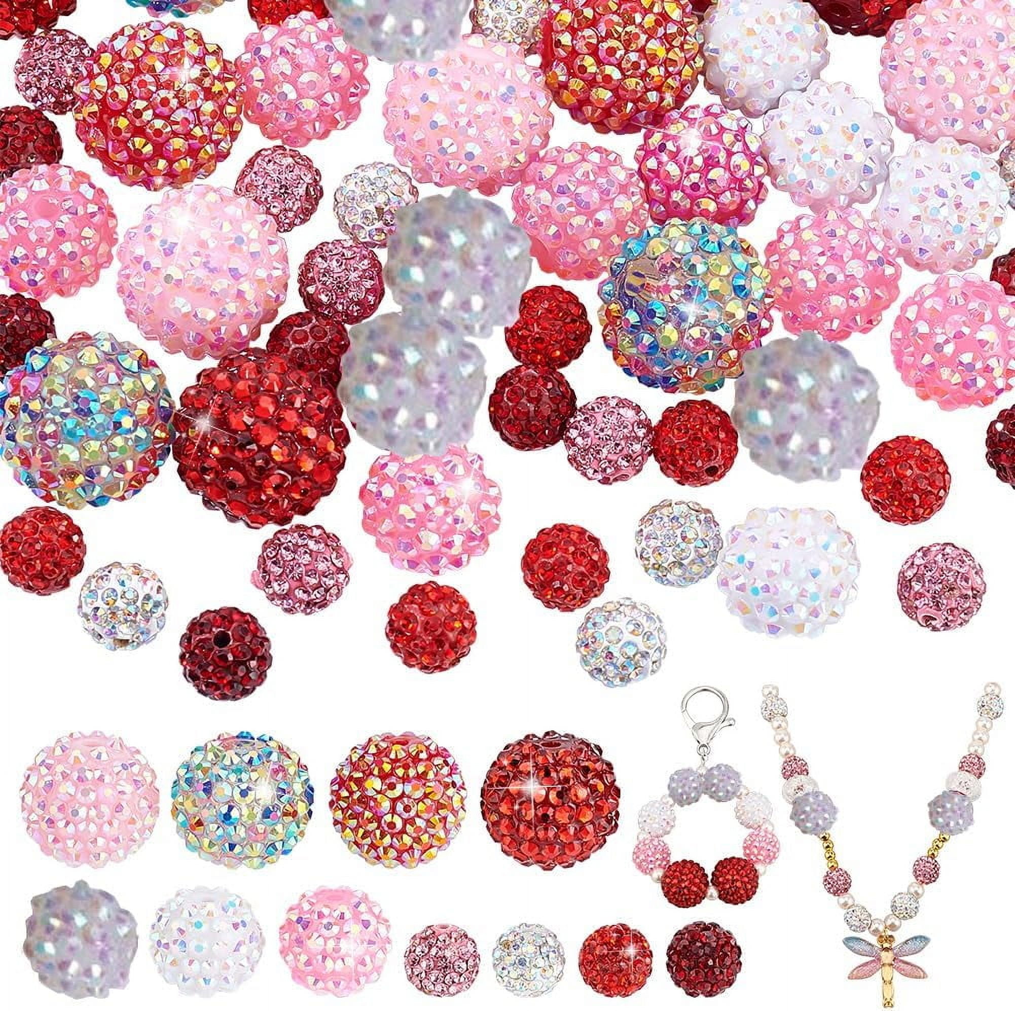 66pcs 3 Sizes Rhinestone Beads: 10/16/20mm Crystal Beads Jewelry Making ...