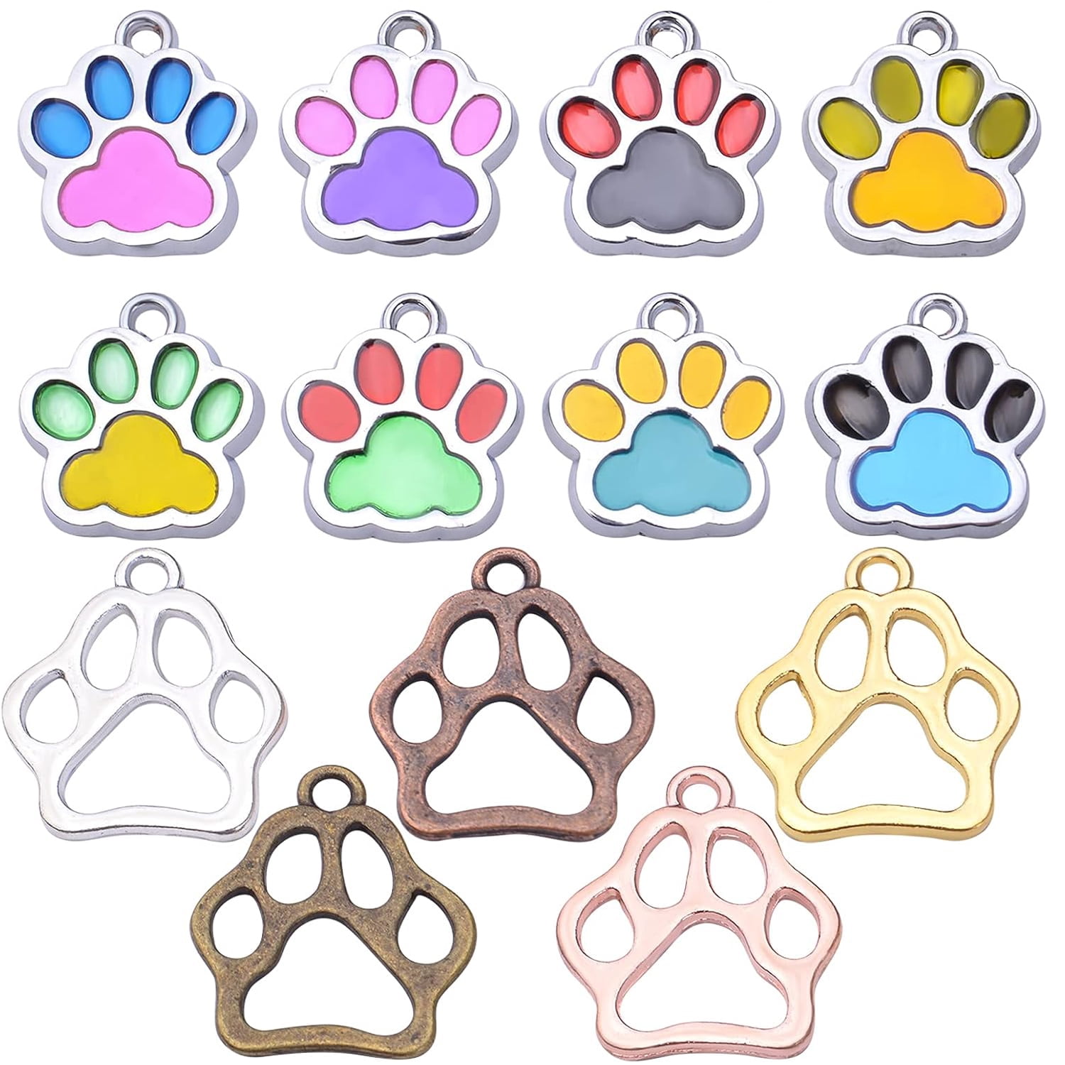 66pcs Animal Cat Dog Paw Charms Enamel Paw Footprint Pendants Cute ...
