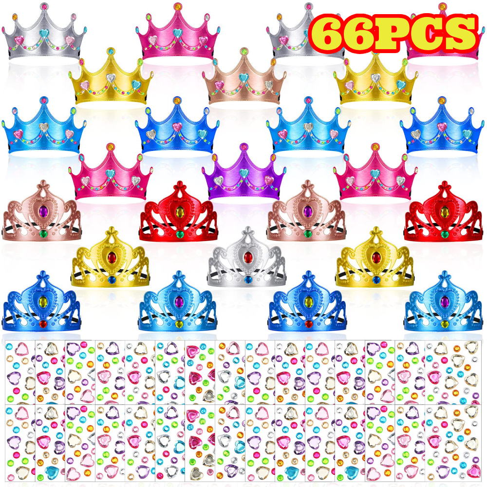 66pcs Crown Craft Kit for Girls, 36pcs Foam Princess Tiara Crowns with ...