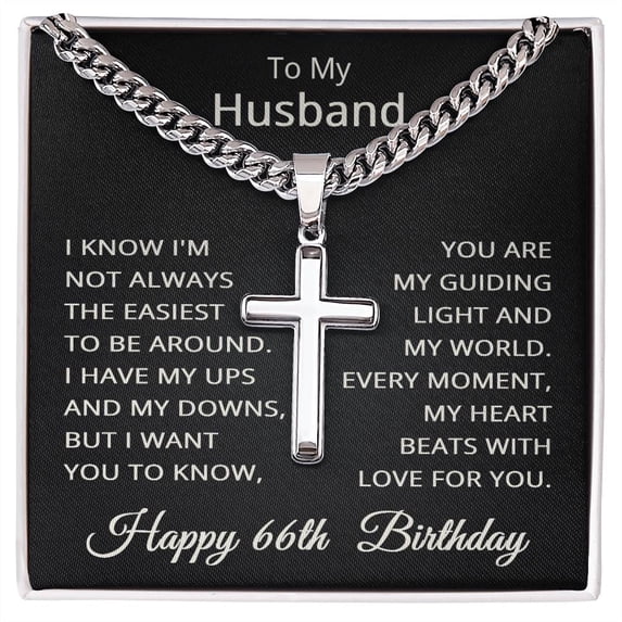 66th Birthday Gifts for Husband – To My Husband Cross Necklace – Men’s ...