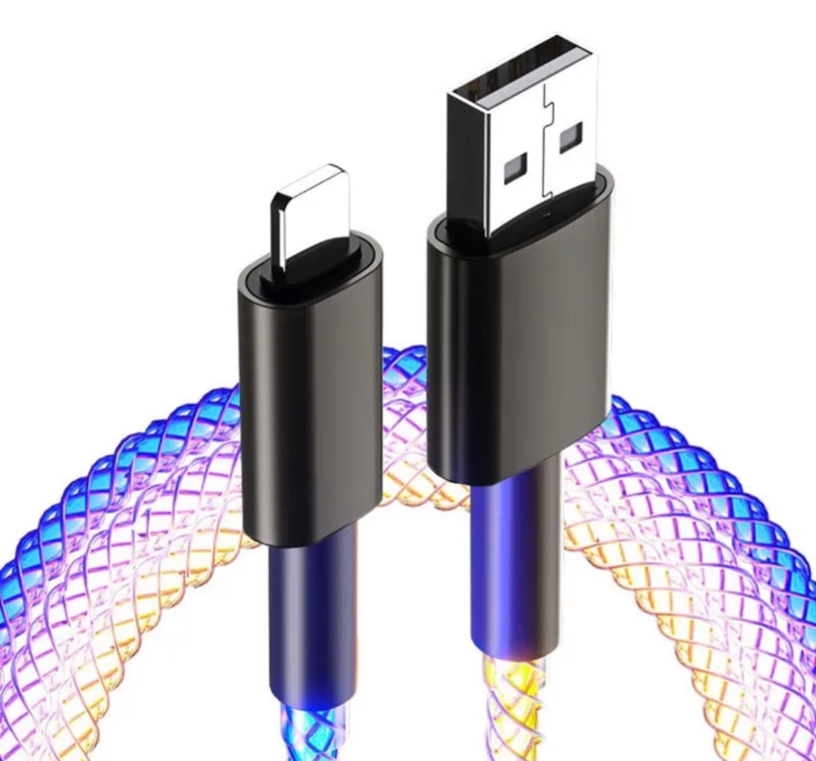 66w RGB led flowing usb to lighting fast charging cable - Walmart.com