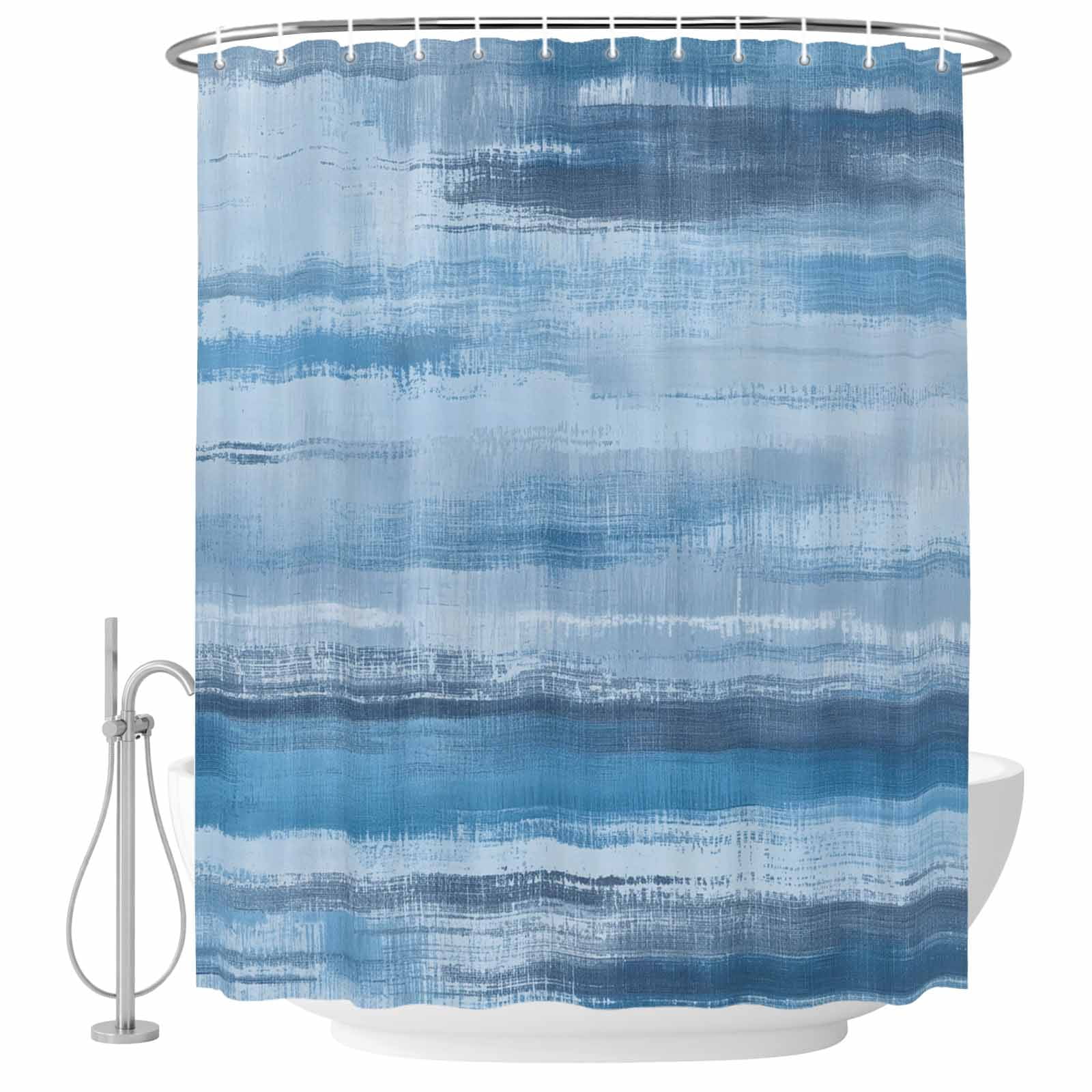 66x72 Inch Shower Curtains for Bathroom, Blue Grey Ombre Fabric Bath ...