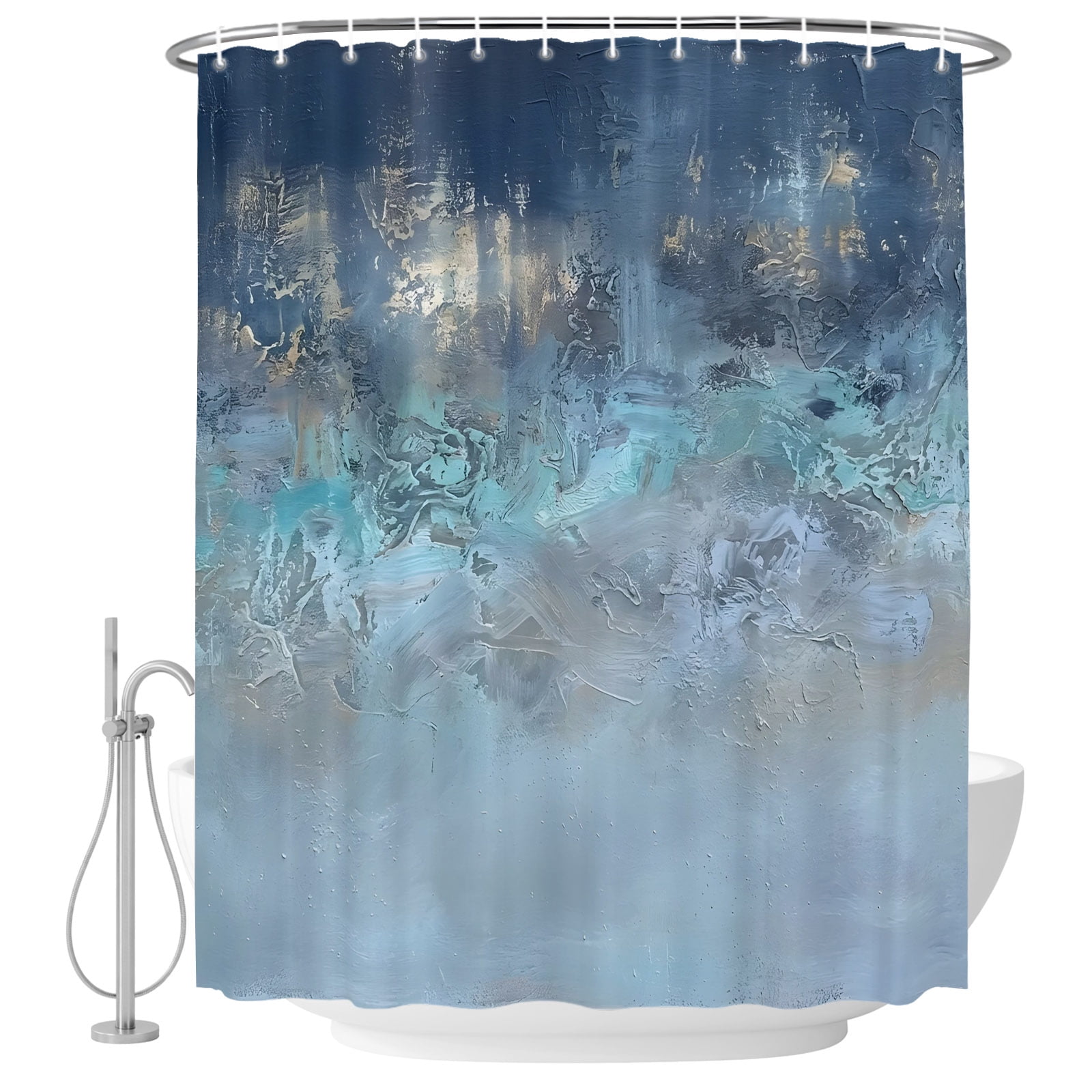 66x72 Inch Shower Curtains for Bathroom, Blue Ombre Fabric Bath Curtain ...