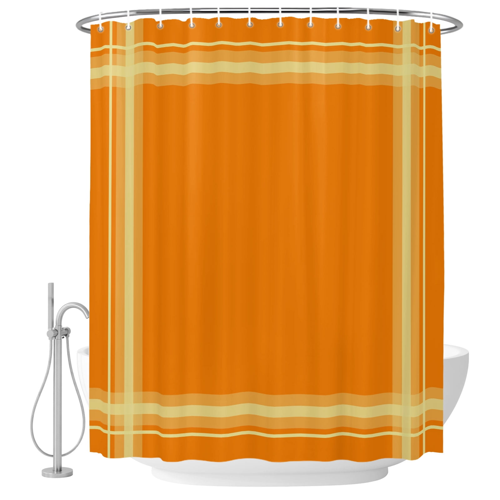 66x72 Inch Shower Curtains for Bathroom, Burnt Orange Fabric Bath ...