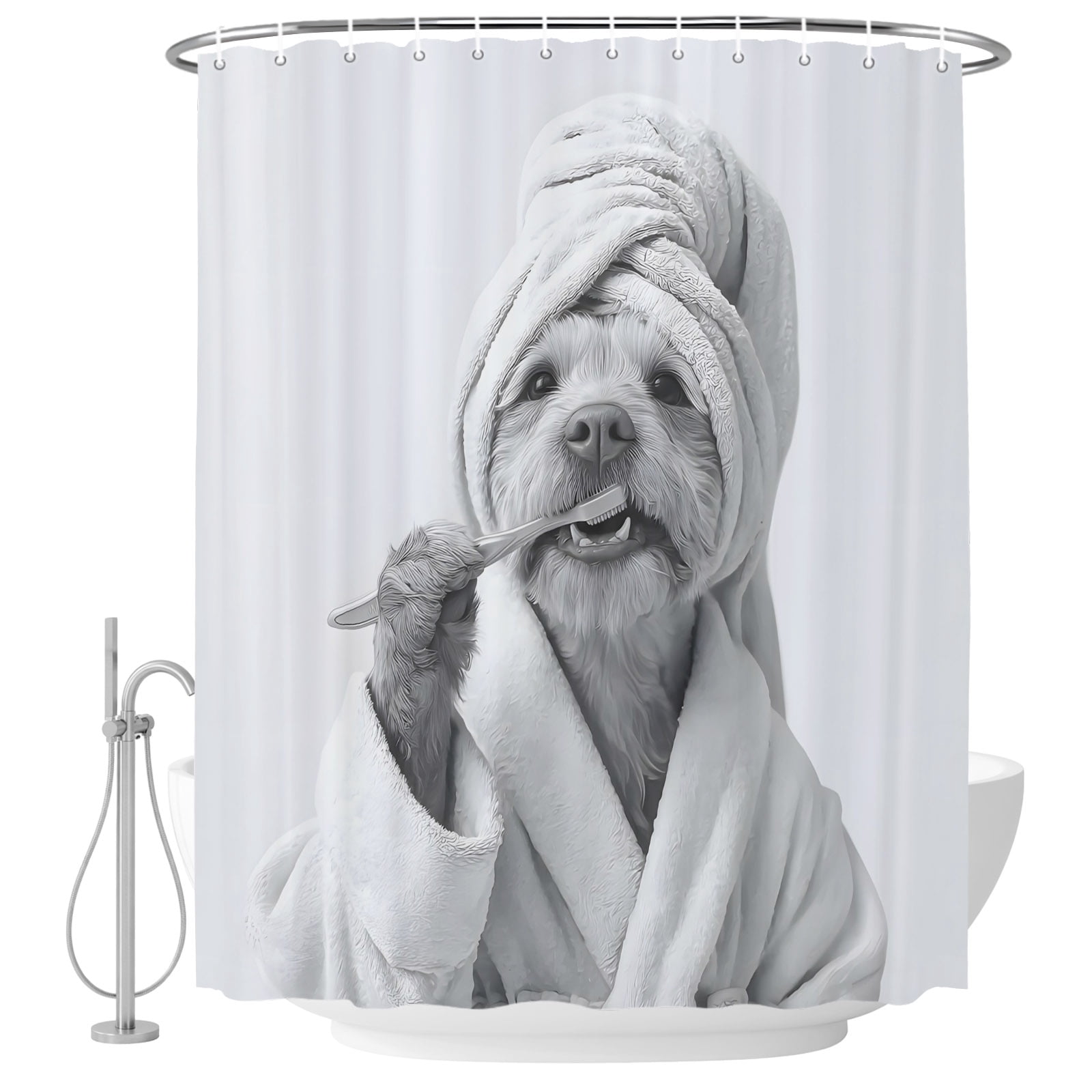 66x72 Inch Shower Curtains for Bathroom, Dog Fabric Bath Curtain Decor ...