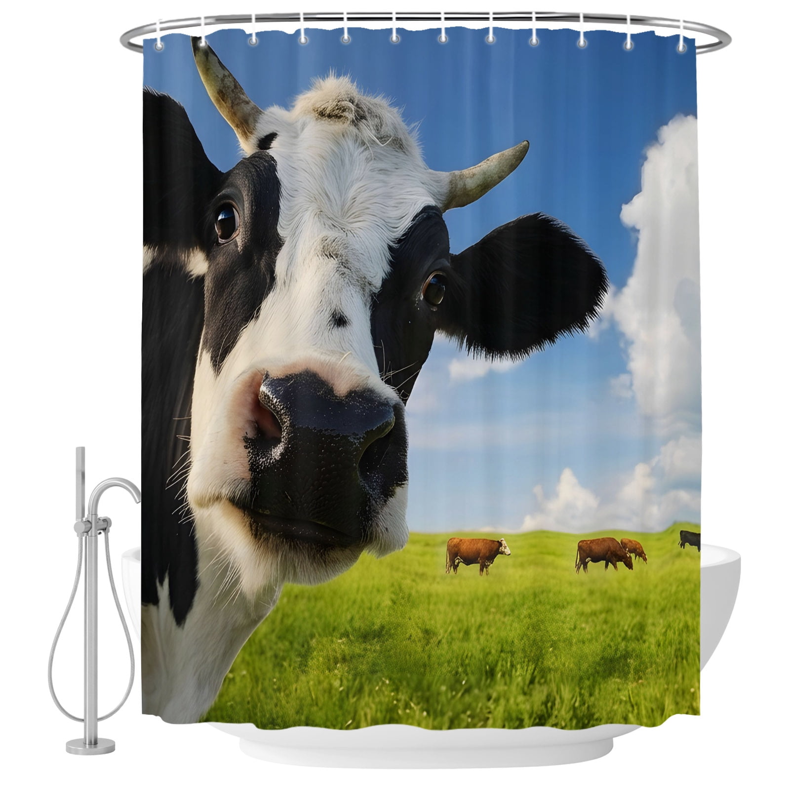 66x72 Inch Shower Curtains for Bathroom, Farmhouse Cow Fabric Bath ...