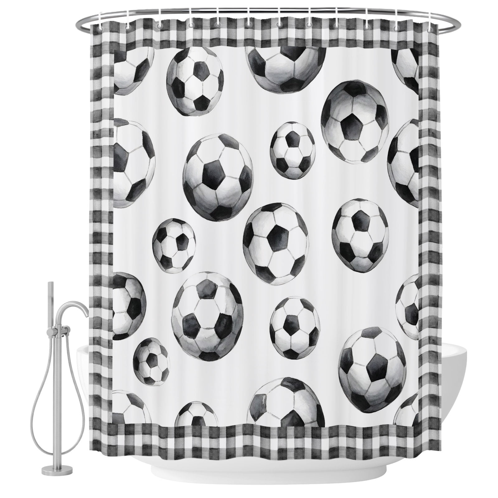 66x72 Inch Shower Curtains for Bathroom, Football Sports Fabric Bath ...