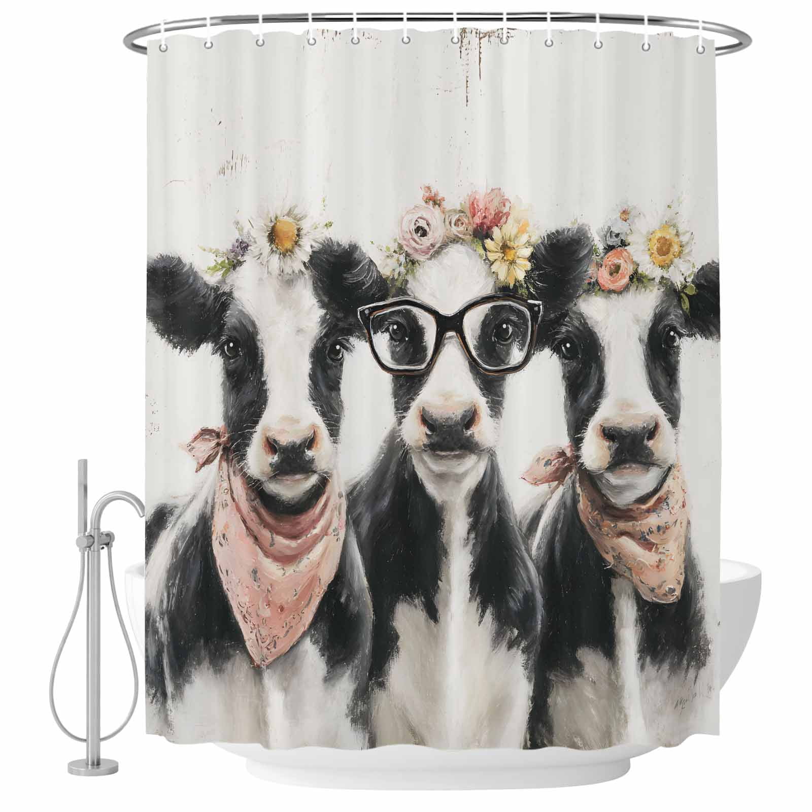 66x72 Inch Shower Curtains for Bathroom, Funny Cows Bath Curtain Decor ...