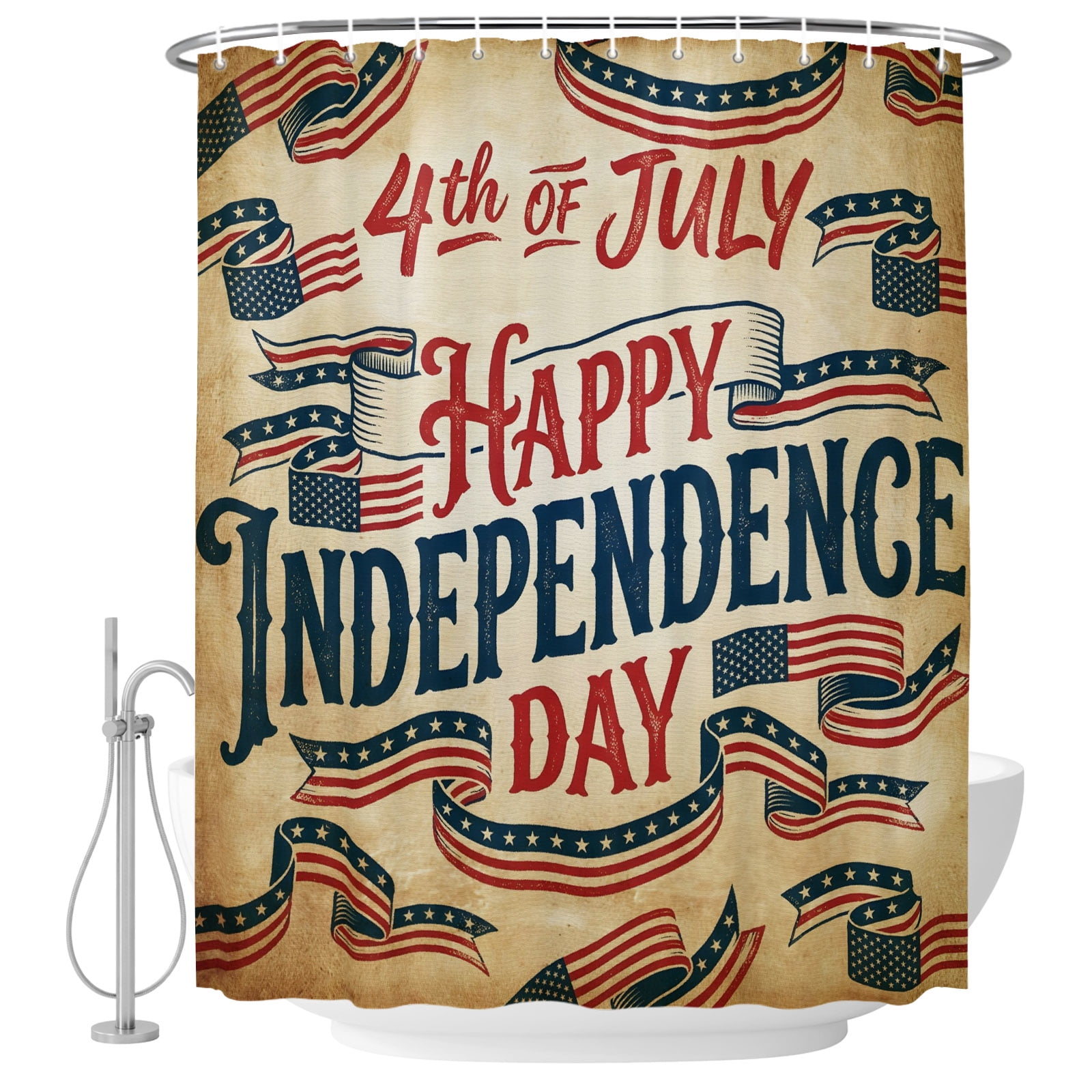 66x72 Inch Shower Curtains for Bathroom, Independence Day Fabric Bath ...