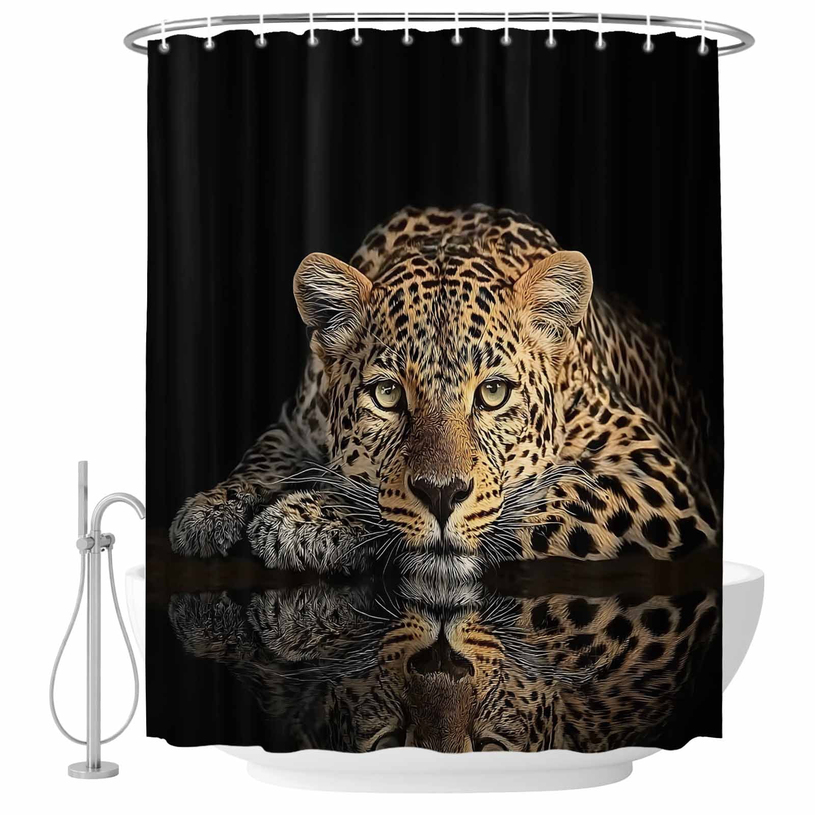 66x72 Inch Shower Curtains for Bathroom, Leopard Fabric Bath Curtain ...
