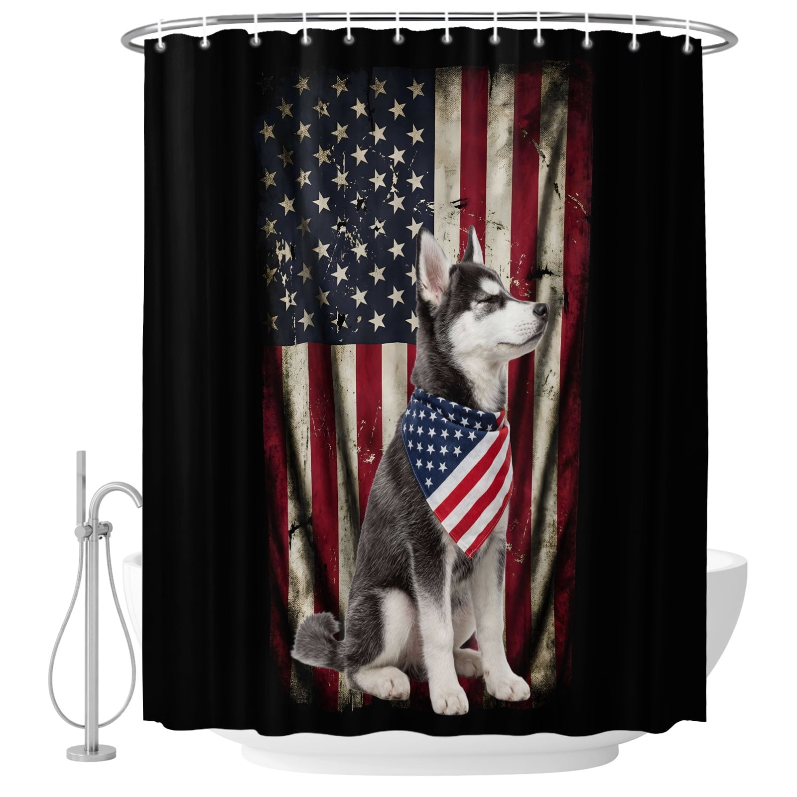 66x72 Inch Shower Curtains for Bathroom, Memorial Day Fabric Bath ...