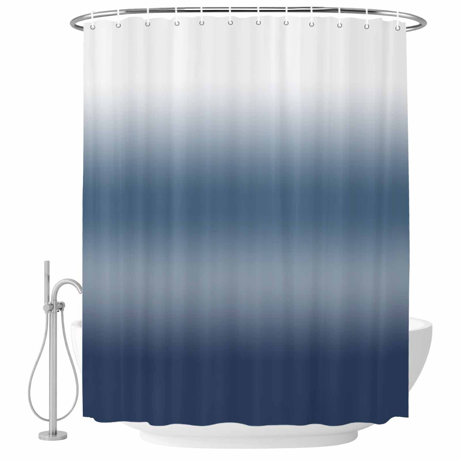 66x72 Inch Shower Curtains for Bathroom, Navy Blue Ombre Fabric Bath ...