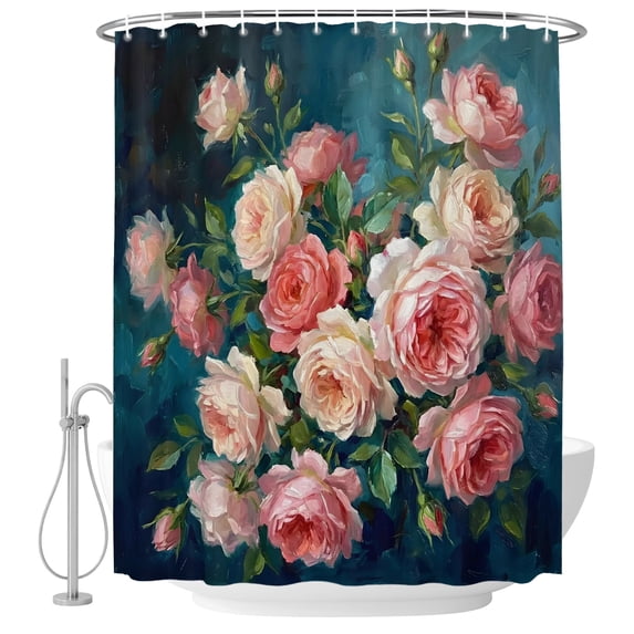 66x72 Inch Shower Curtains for Bathroom, Pink Roses Florals Fabric Bath ...