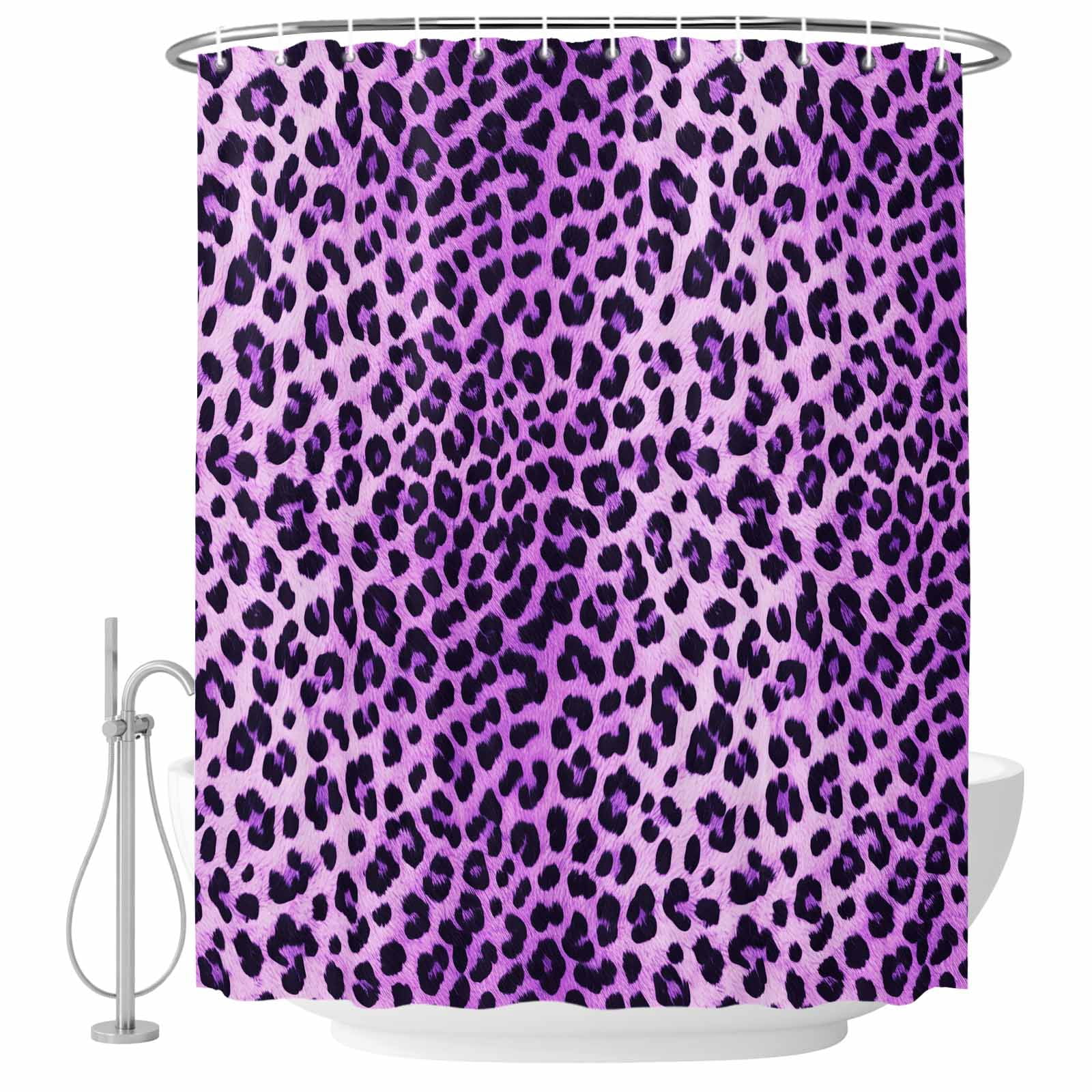 66x72 Inch Shower Curtains for Bathroom, Purple Leopard Fabric Bath ...