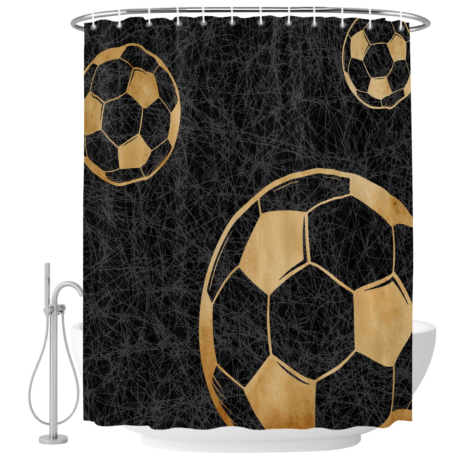 66x72 Inch Shower Curtains for Bathroom, Soccer Sport Fabric Bath ...