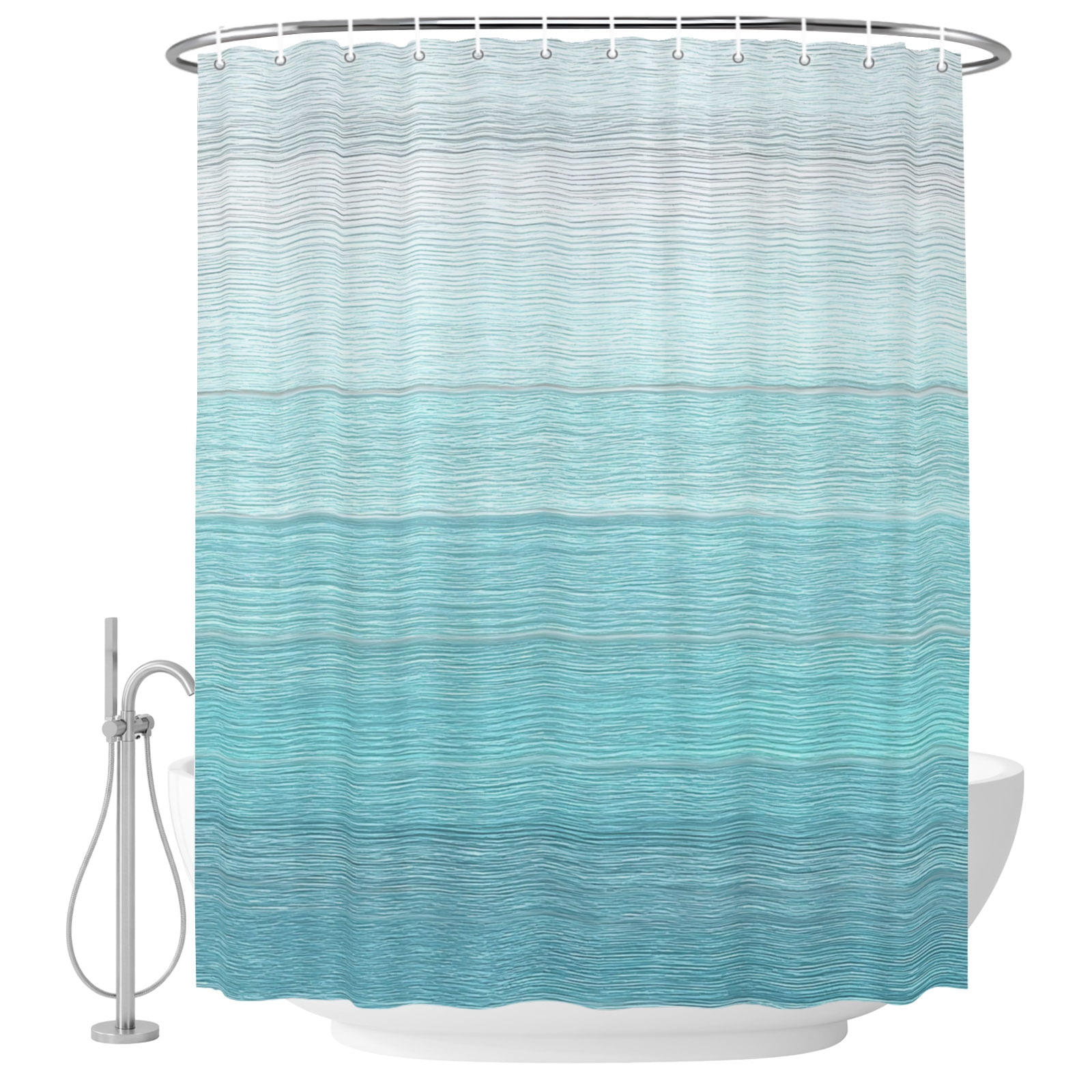 66x72 Inch Shower Curtains for Bathroom, Teal Blue Summer Fabric Bath ...