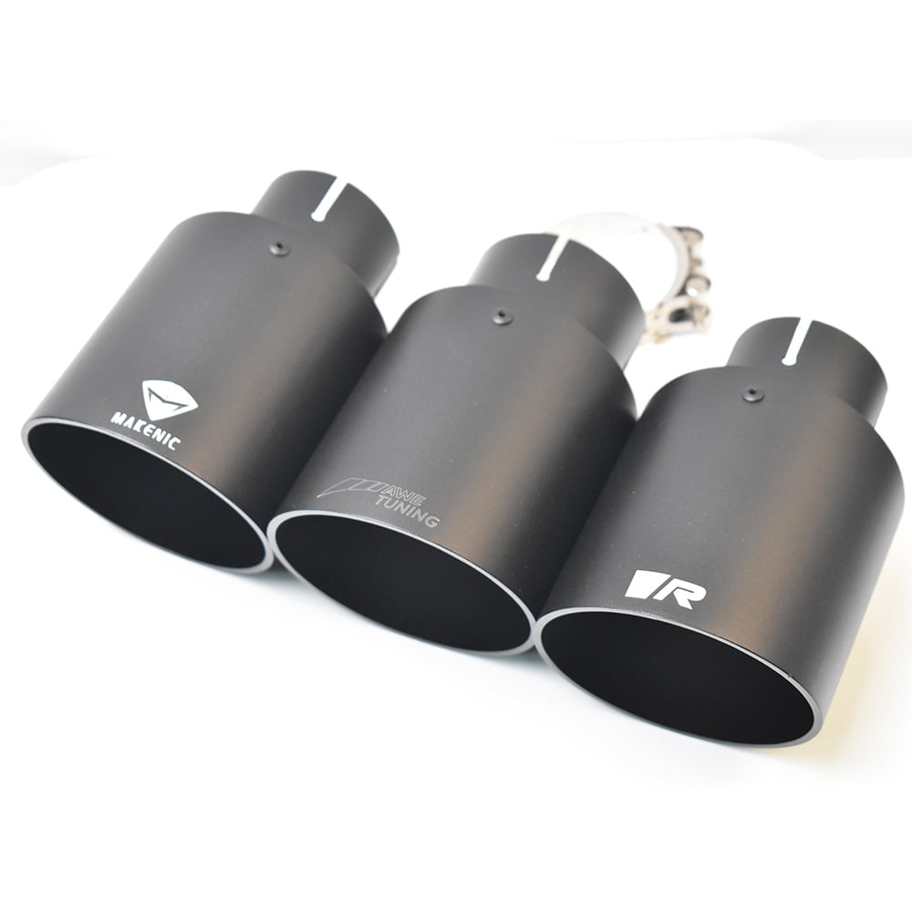 67-105 - 1 Piece Car Slashed Muffler Pipe Matt Black Aluminum Cover ...