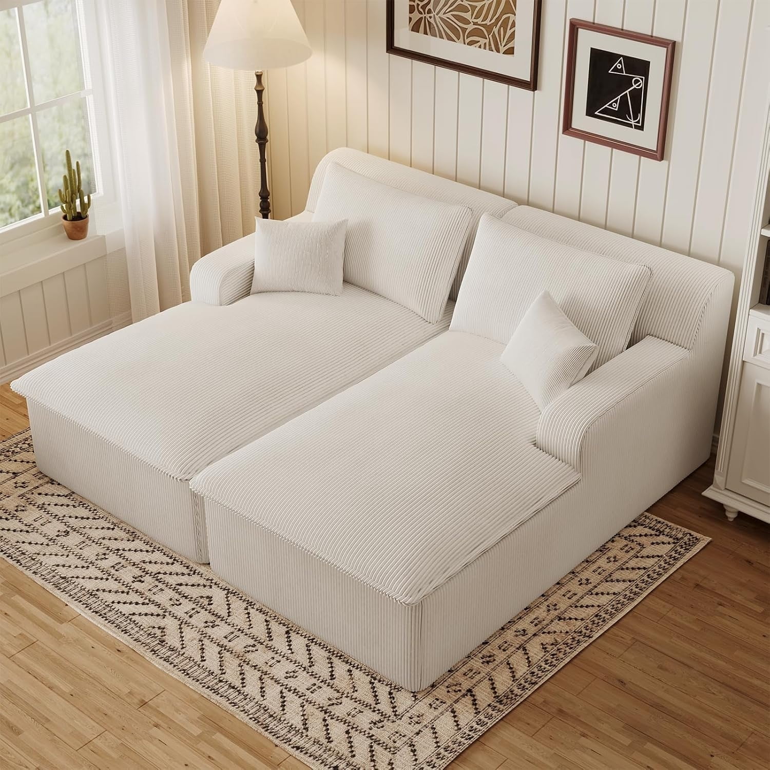 LEHZROAJ 67.3″Oversized Cloud Chaise Lounge Chair,Corduroy Upholstered ...
