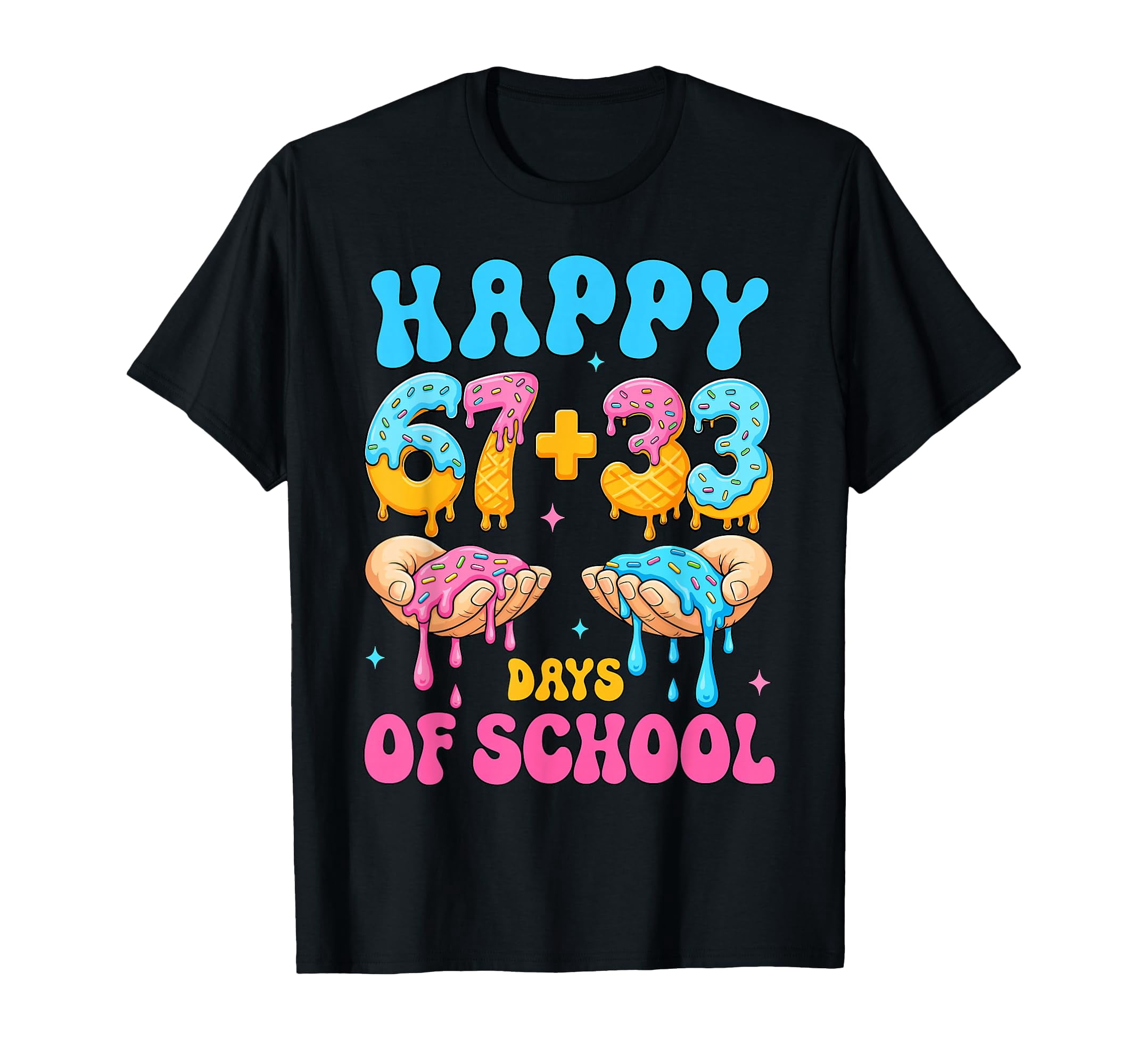 67 + 33 Days of School 100th Day of School T-Shirt with Colorful Ice ...