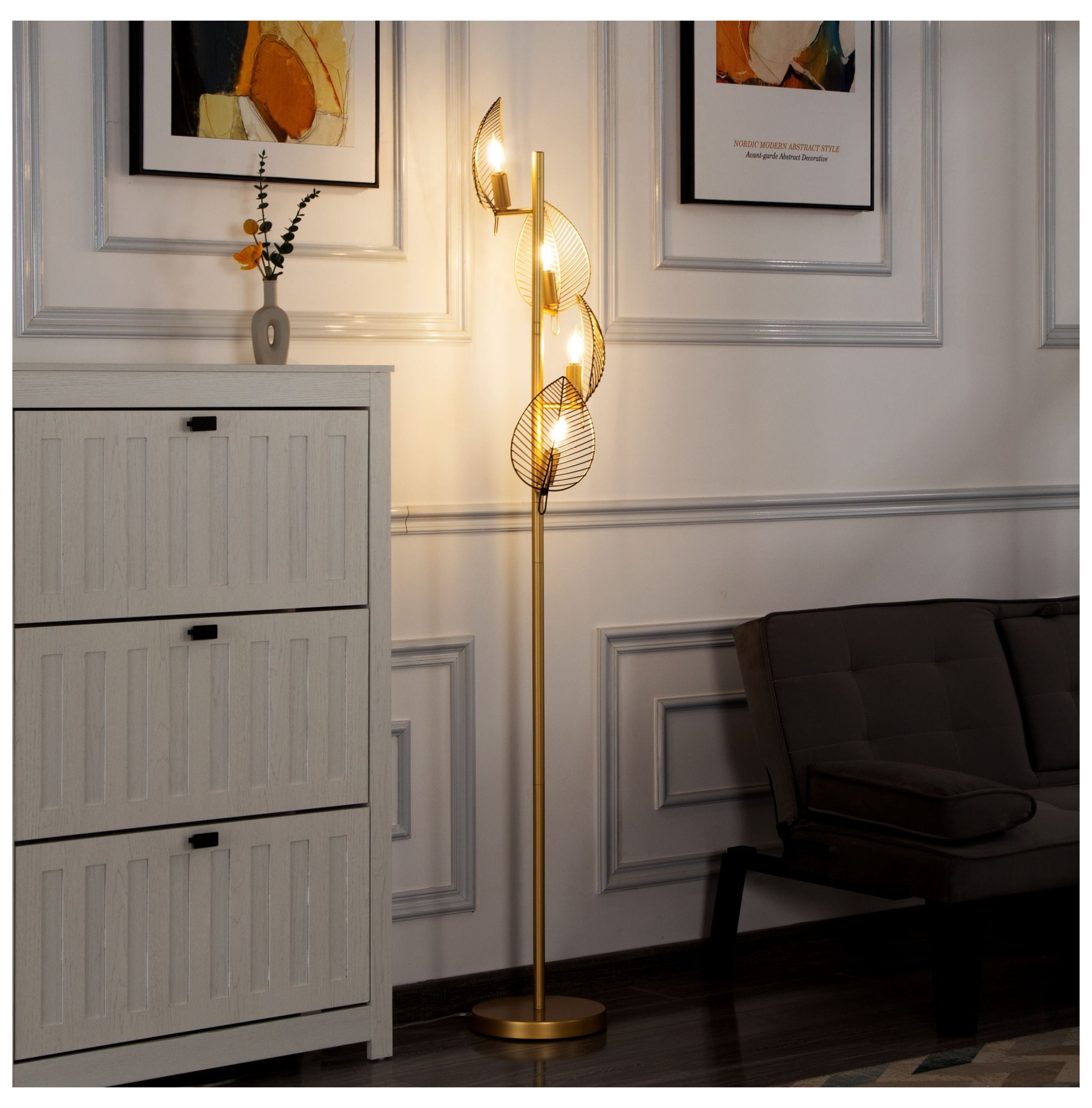 67.3In Tree Floor Lamp with LED Bulbs, Modern Minimalist Standing Lamp ...