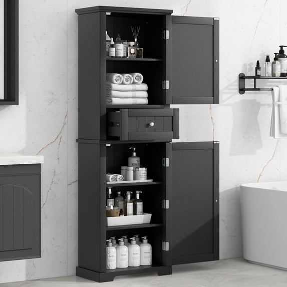 67.7" Freestanding Storage Cabinet, Tall Bathroom Storage Cabinet ...