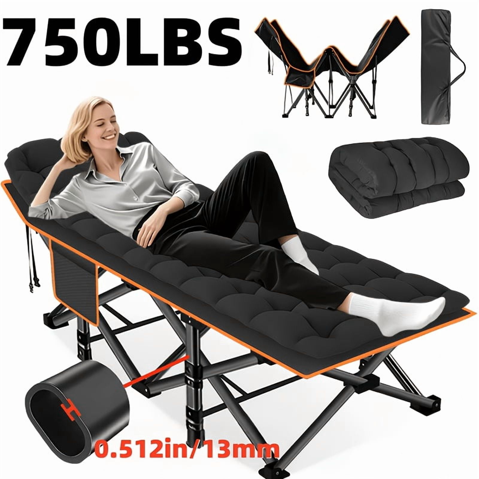 67/75-inch Extra-large Thickened Folding Bed with Mattress, Portable ...