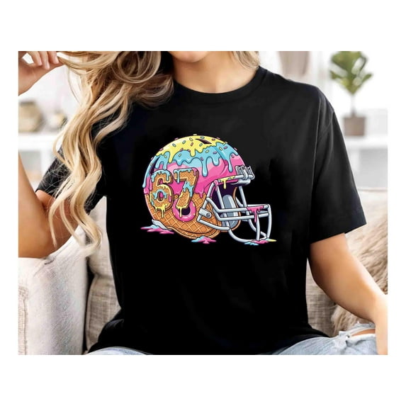 67 American Football Graphic Tee, Six Seven Ice Cream Drip Number Youth ...
