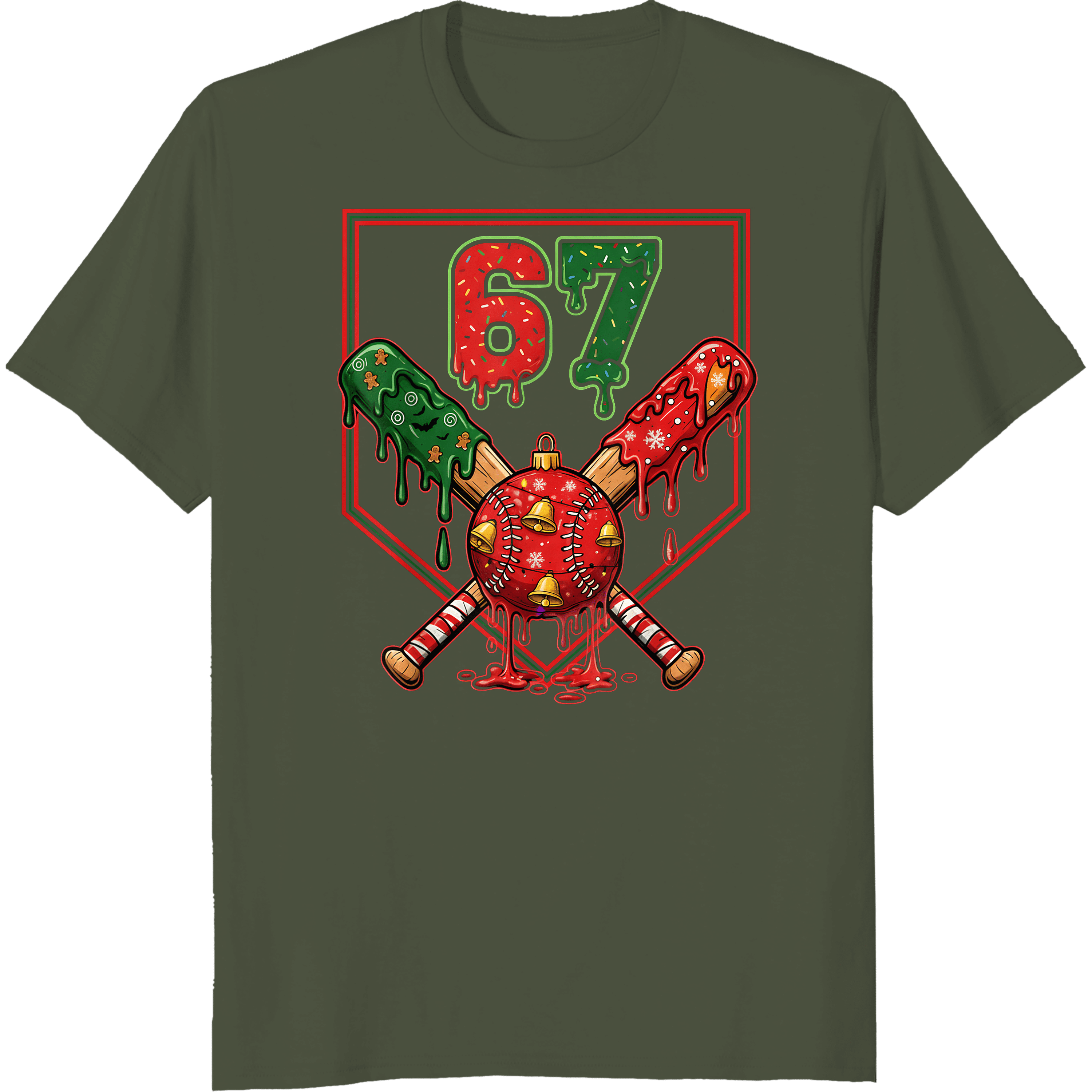 67 Baseball Drip Christmas Meme Six Seven Gen Alpha Slang T-Shirt ,Full ...