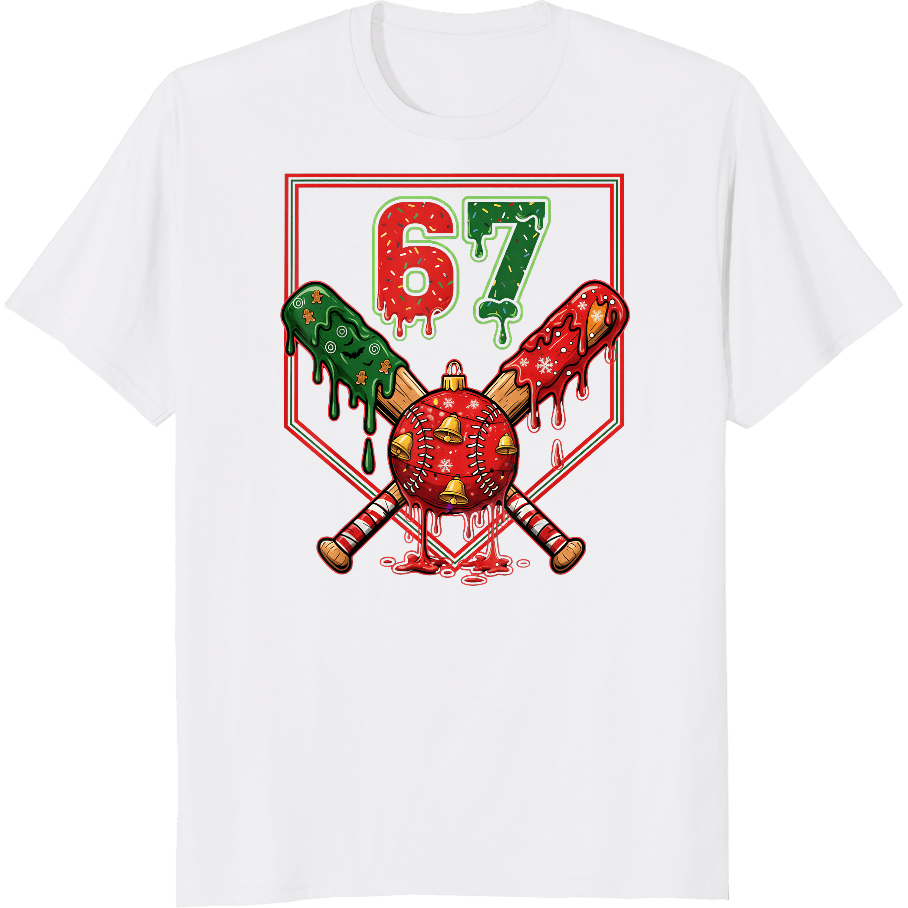 67 Baseball Drip Christmas Meme Six Seven Gen Alpha Slang T-Shirt ,Full ...