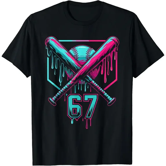 67 Baseball Drip Six Seven Gen Alpha Funny Slag T-Shirt - Walmart.com