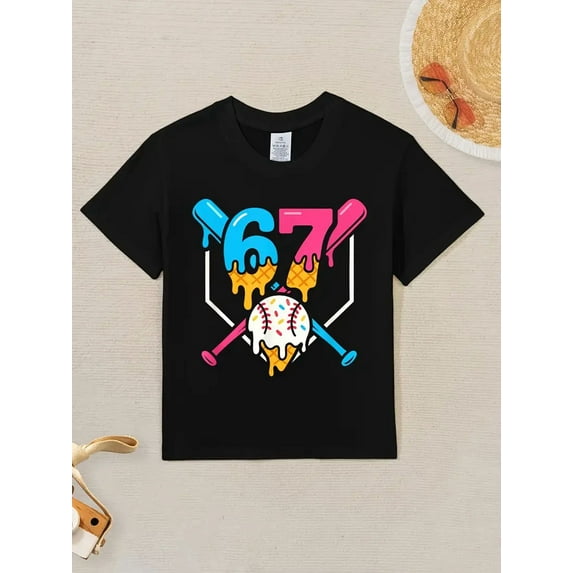 ' 67 Baseball & Ice Cream Drip Graphic T-Shirt - Gen Alpha Slang ...