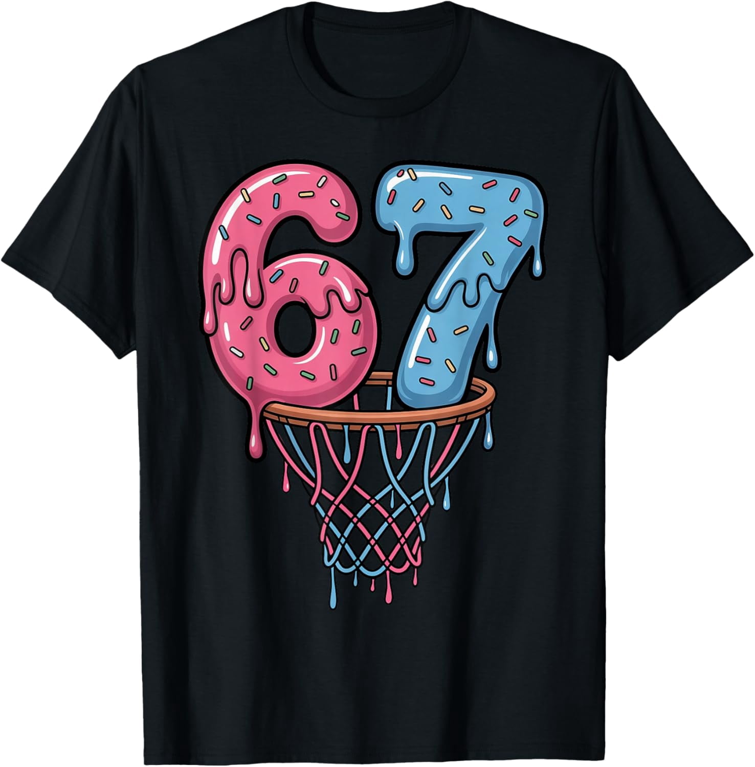 67 Basketball Drip Ice Cream Dripping Funny 6 7 six Seven T-Shirt ...