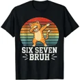 67 Bruh Cat Meme Funny Retro Six Seven Gen Alpha Humor Unisex T-Shirt ...