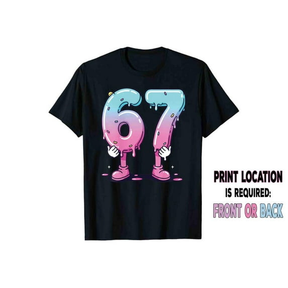 67 Cartoon Number Graphic Shirt Cute Dripping Pastel Design Casual Tee ...