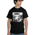 67 Cat Selfie with Alien UFOs Graphic Tee Space Theme Unisex Cotton T ...
