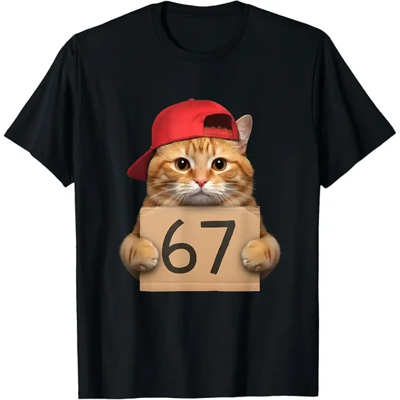 67 Cat Shirt Boys Girls Teen 67 Mem with Cat Six Seven T-Shirt ...