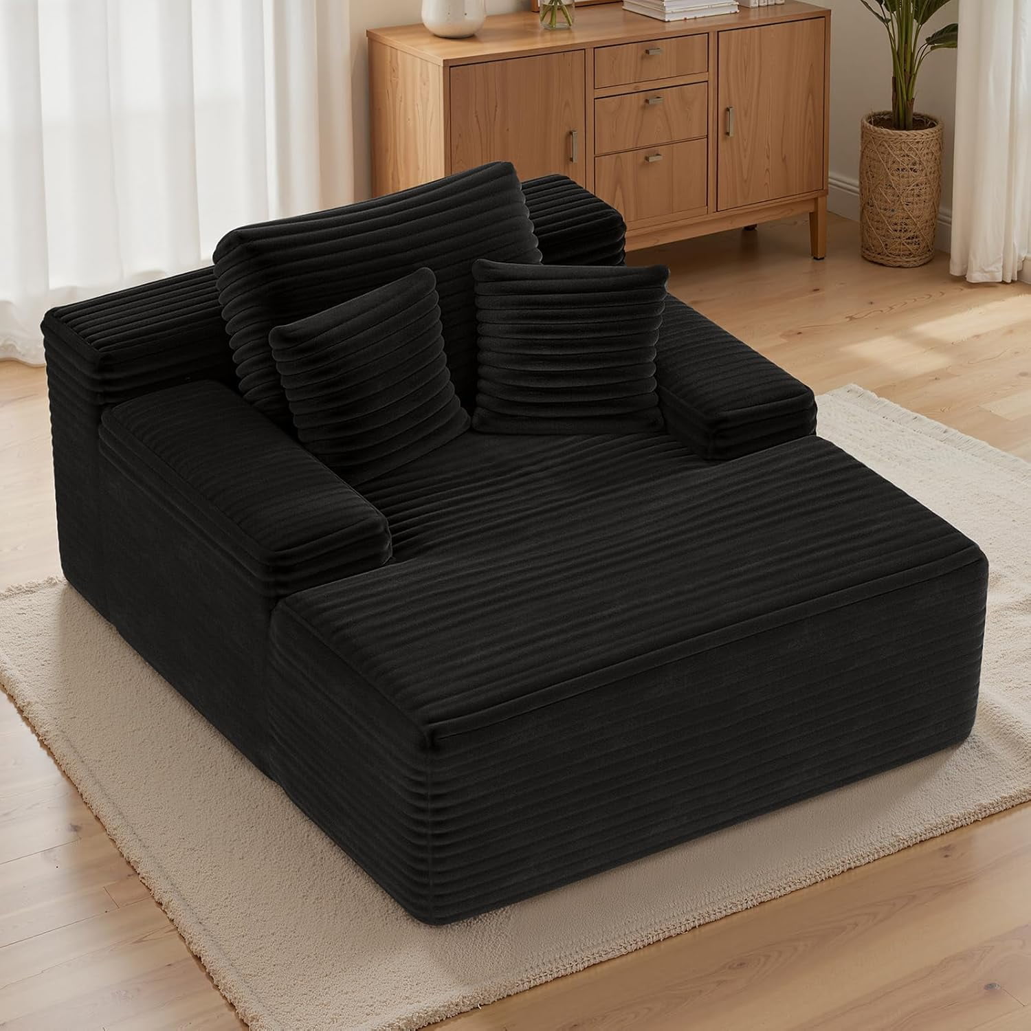 67'' Chaise Lounge Chair Indoor: Boneless Couch Floor Sofas, Oversized ...