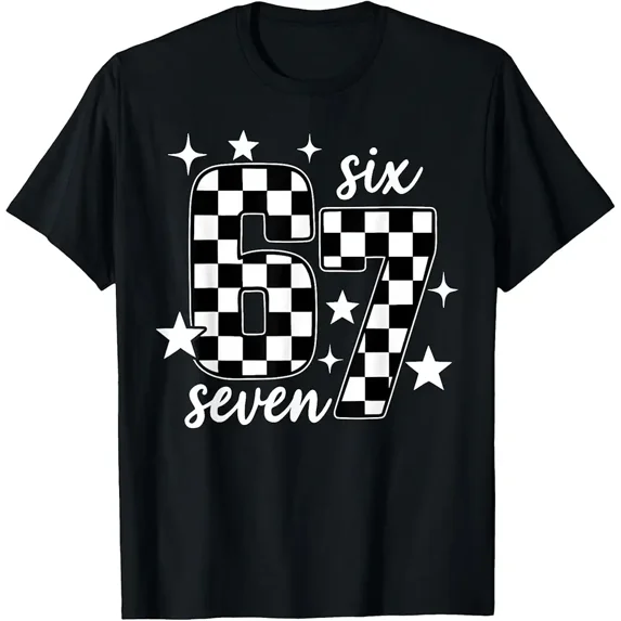 67 Checkered Six Seven Meme 6 7 Gen Alpha Teacher Teens Kids T-Shirt ...