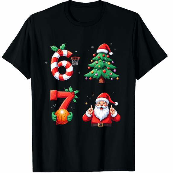 67 Christmas 6 7 Meme Basketball Pajamas Gen Alpha Slang T-Shirt (Men's ...