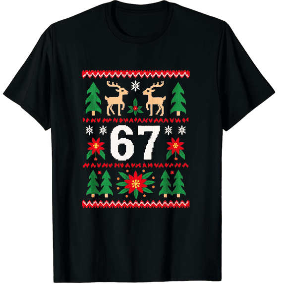 67 Christmas Costume Pajamas Xmas Holiday Number 67 T-Shirt (Men's ...