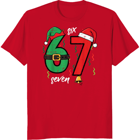 67 Christmas Funny 6 7 Meme Six Seven Xmas Boys Kids Youth T-Shirt ...