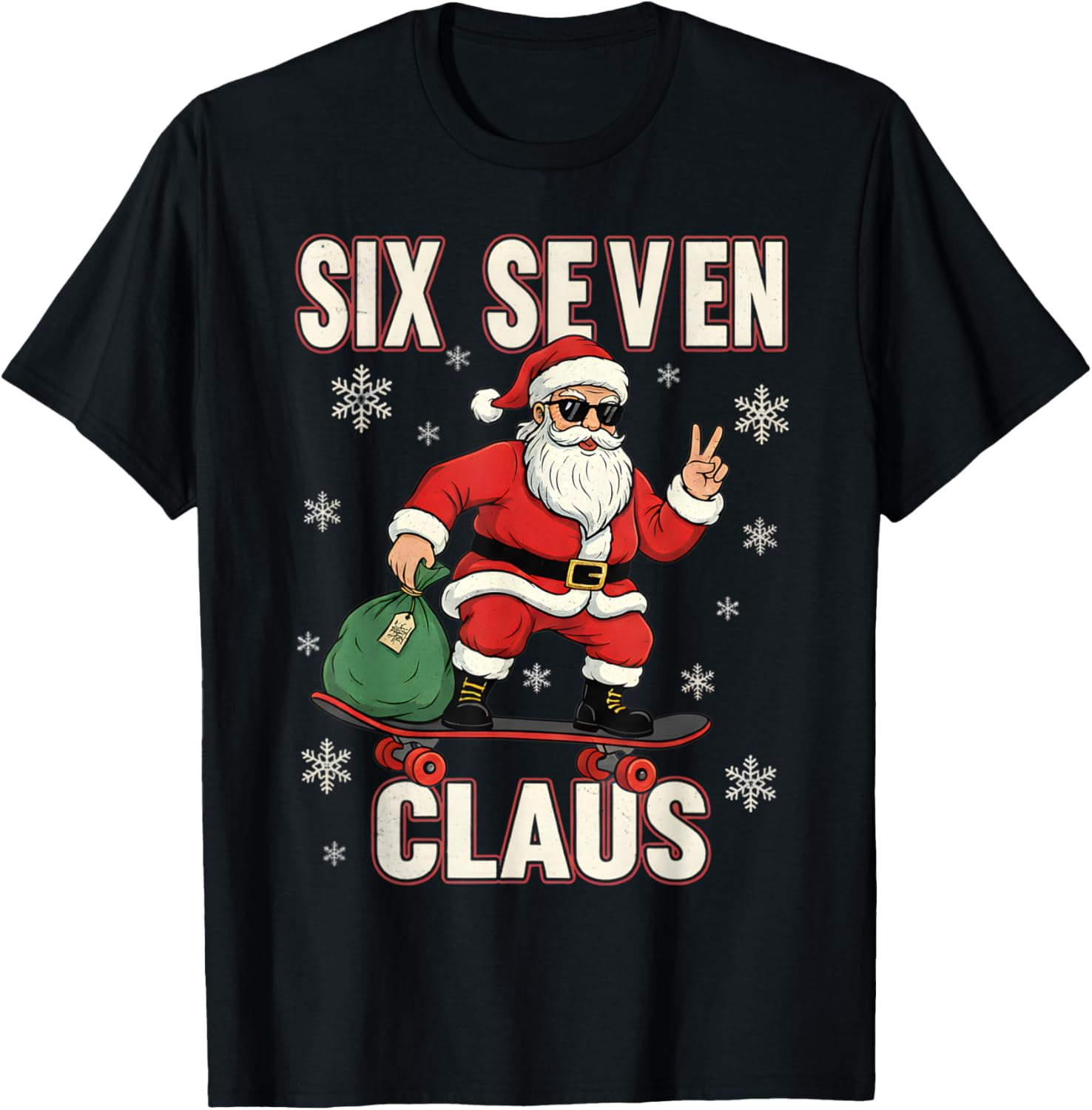 67 Christmas Funny Six Seven Meme Brainrot Santa Claus Adult T-Shirt ...