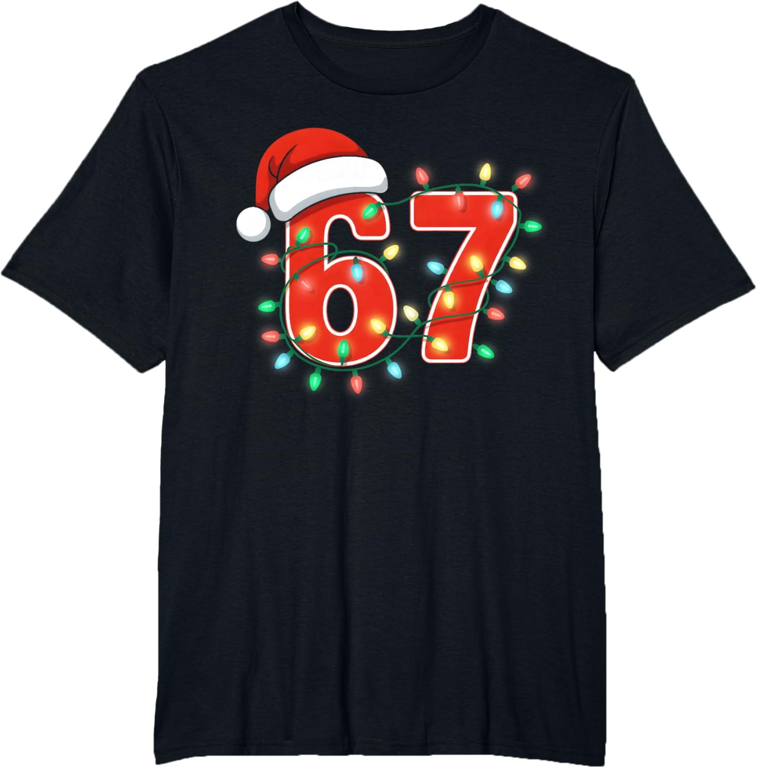 67 Christmas Lights Trending Meme Saying 6 7 Costume Xmas T-Shirt ...