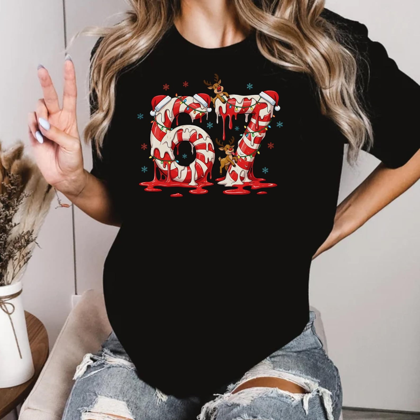 67 Christmas Meme Shirt, Funny Holiday T-Shirt,Melting Peppermint ...