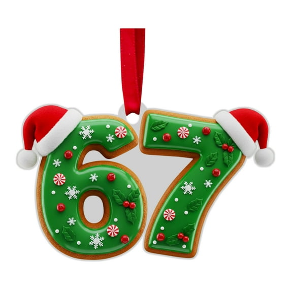 67 Christmas Ornament, Digital 67 2D Flat Acrylic Decoration, Hanging ...