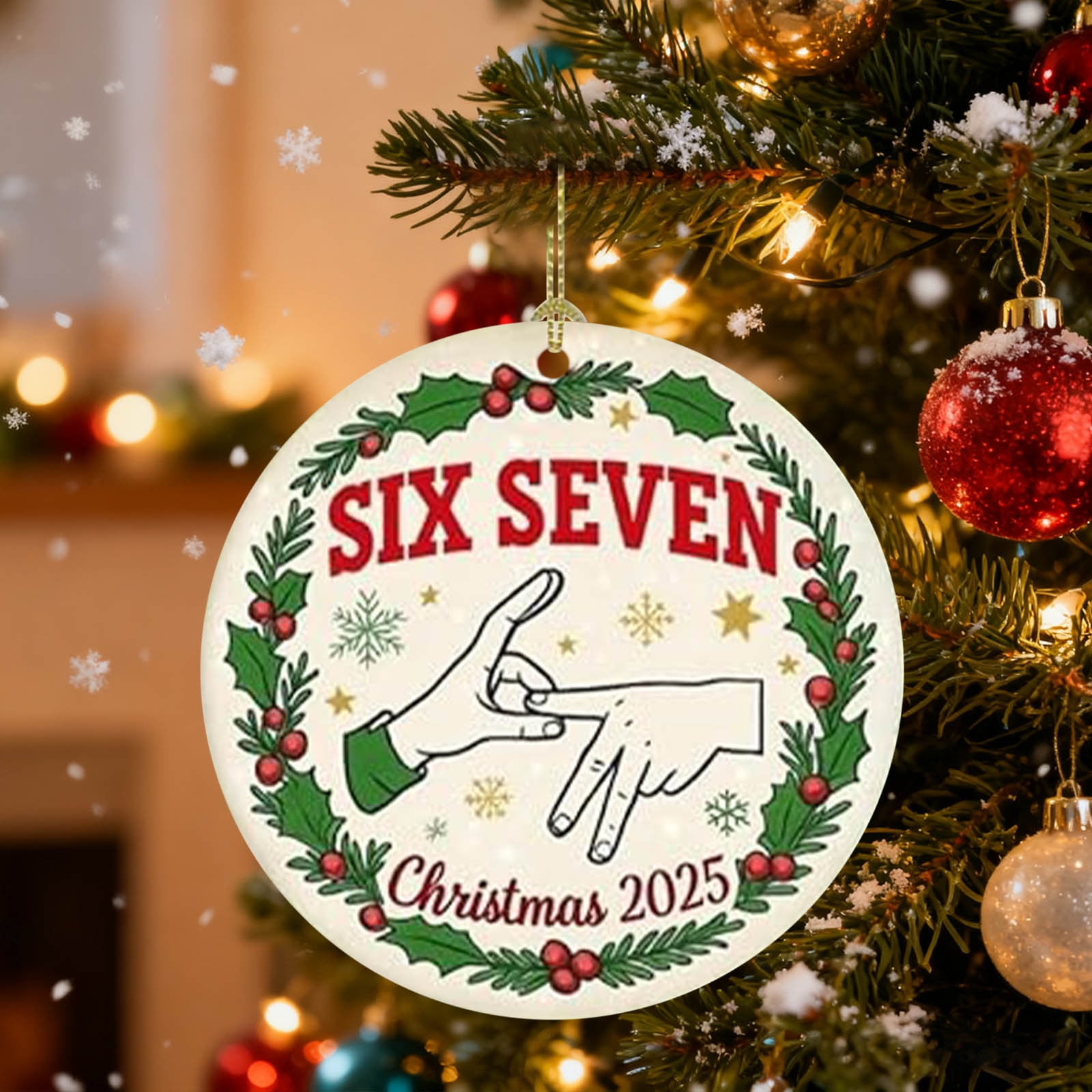 67 Christmas Ornament Funny Six Seven Meme Santa Gen Alpha Slang Viral Y2K Tree Hanging Decor ...