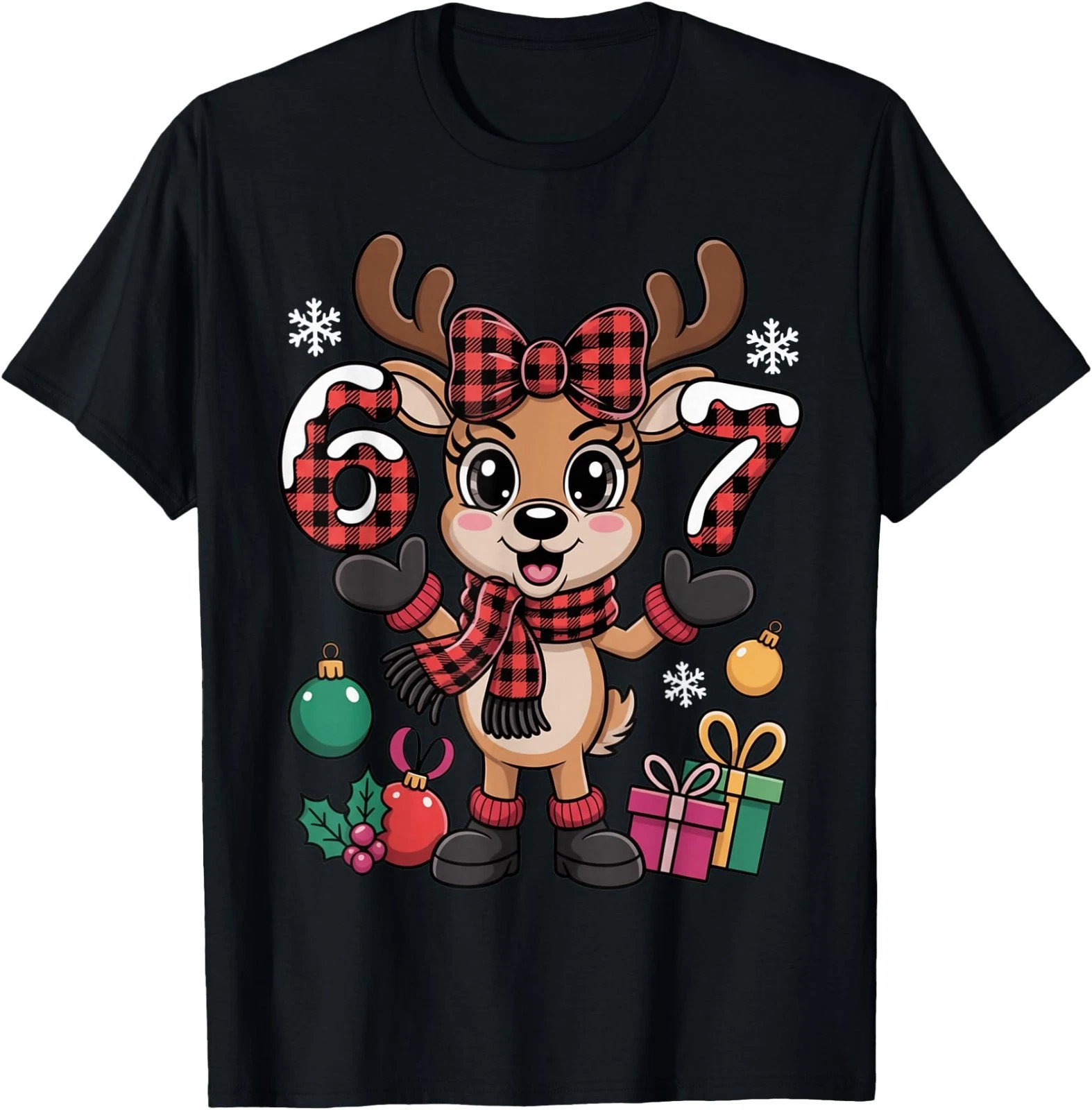 67 Christmas Outfit Meme Reindeer Six Seven 67 Adult Kid Unisex T-Shirt ...