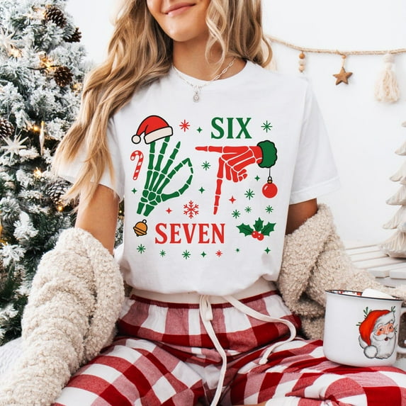 67 Christmas T-Shirt, Six Seven Christmas Shirt, 67 Skeletons Hands Tee ...
